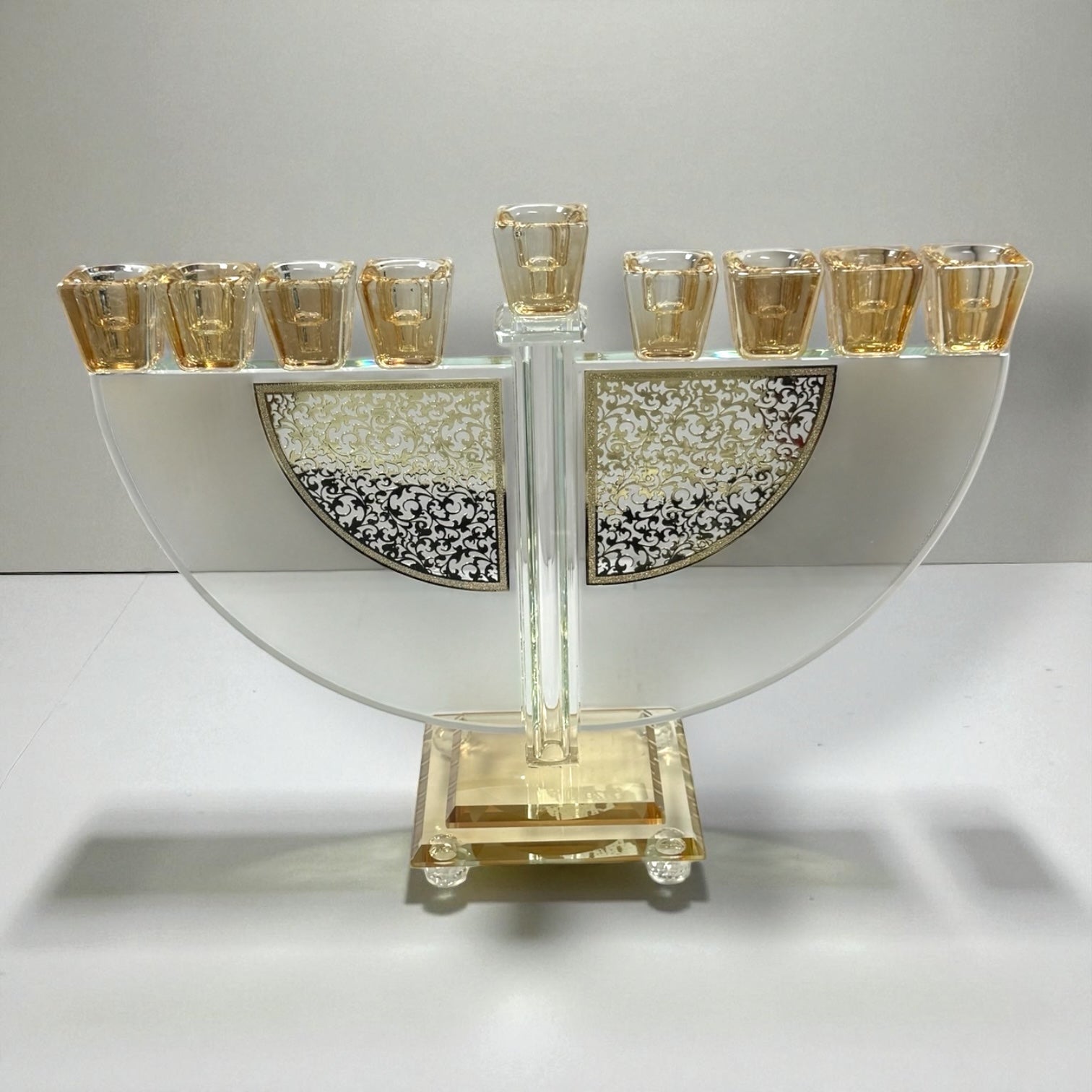 Crystal Menorah 27*21 cm with Metal Plaque – Ella Judaica LLC