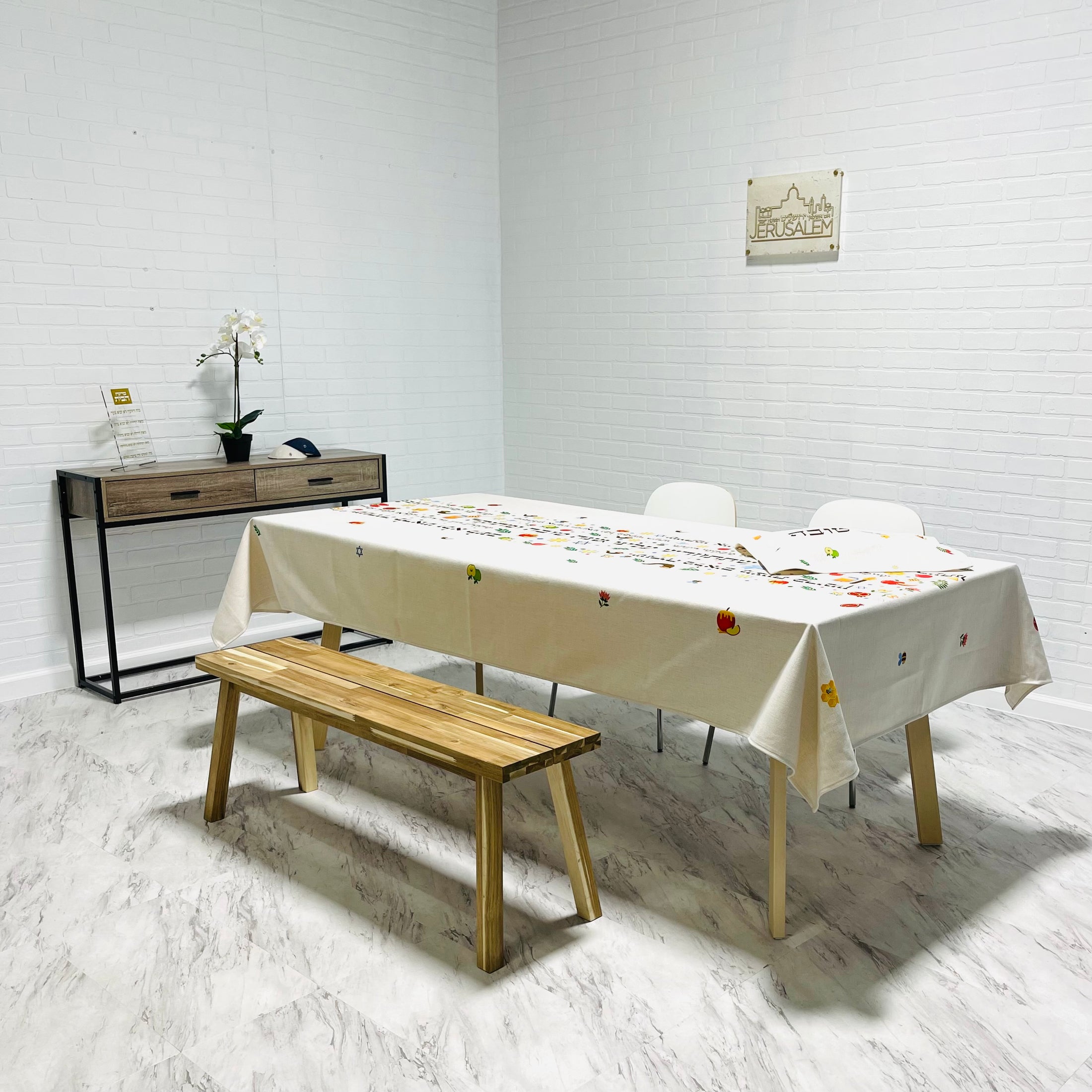 Rosh Hashana Seder Tablecloth. FREE Matching Challah Cover! – Ella ...